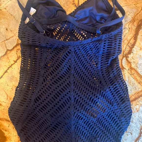 Swim | Robin Piccone Blue Crochet One Piece | Poshmark